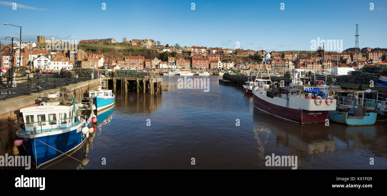 Whitby harbour and the River Esk. North Yorkshire UK Stock Photo - Alamy