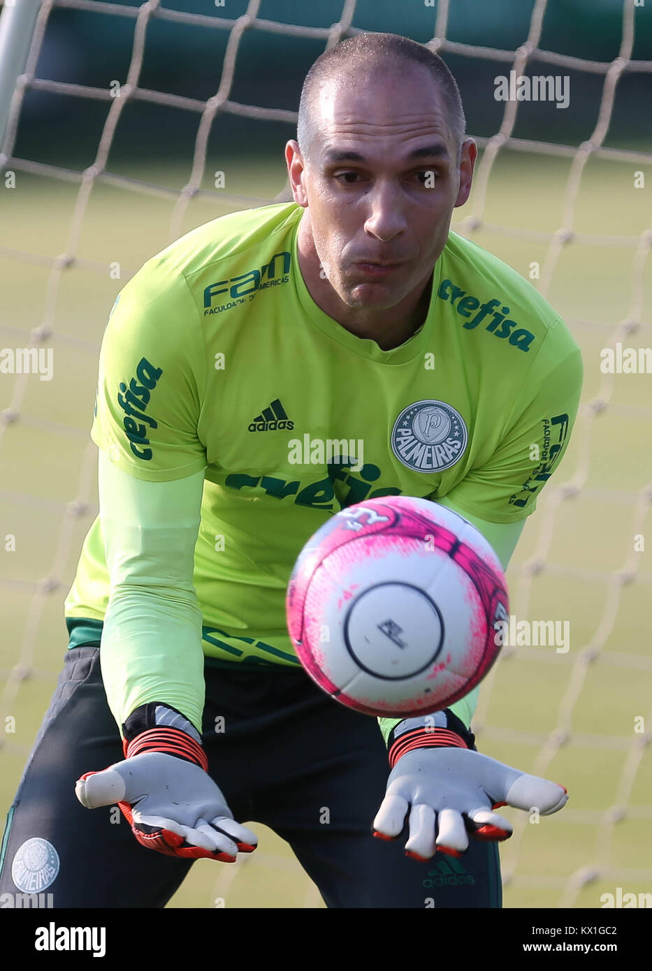 SÃO PAULO, SP - 05.01.2018: TREINO DO PALMEIRAS - Goalkeeper Fernando ...