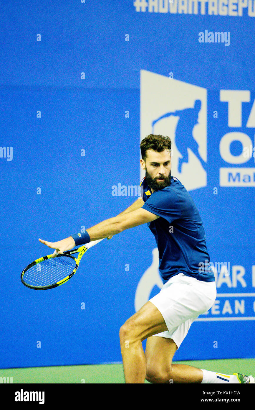 Pune, India. 5th January 2018. Benoit Paire of France in action in a ...