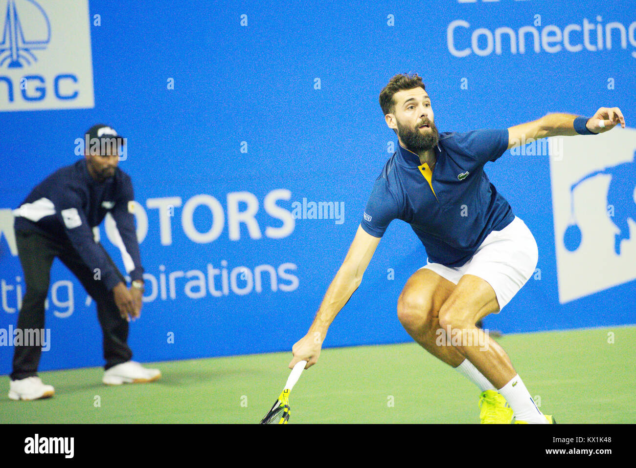 Pune, India. 5th January 2018. Benoit Paire of France in action in a ...