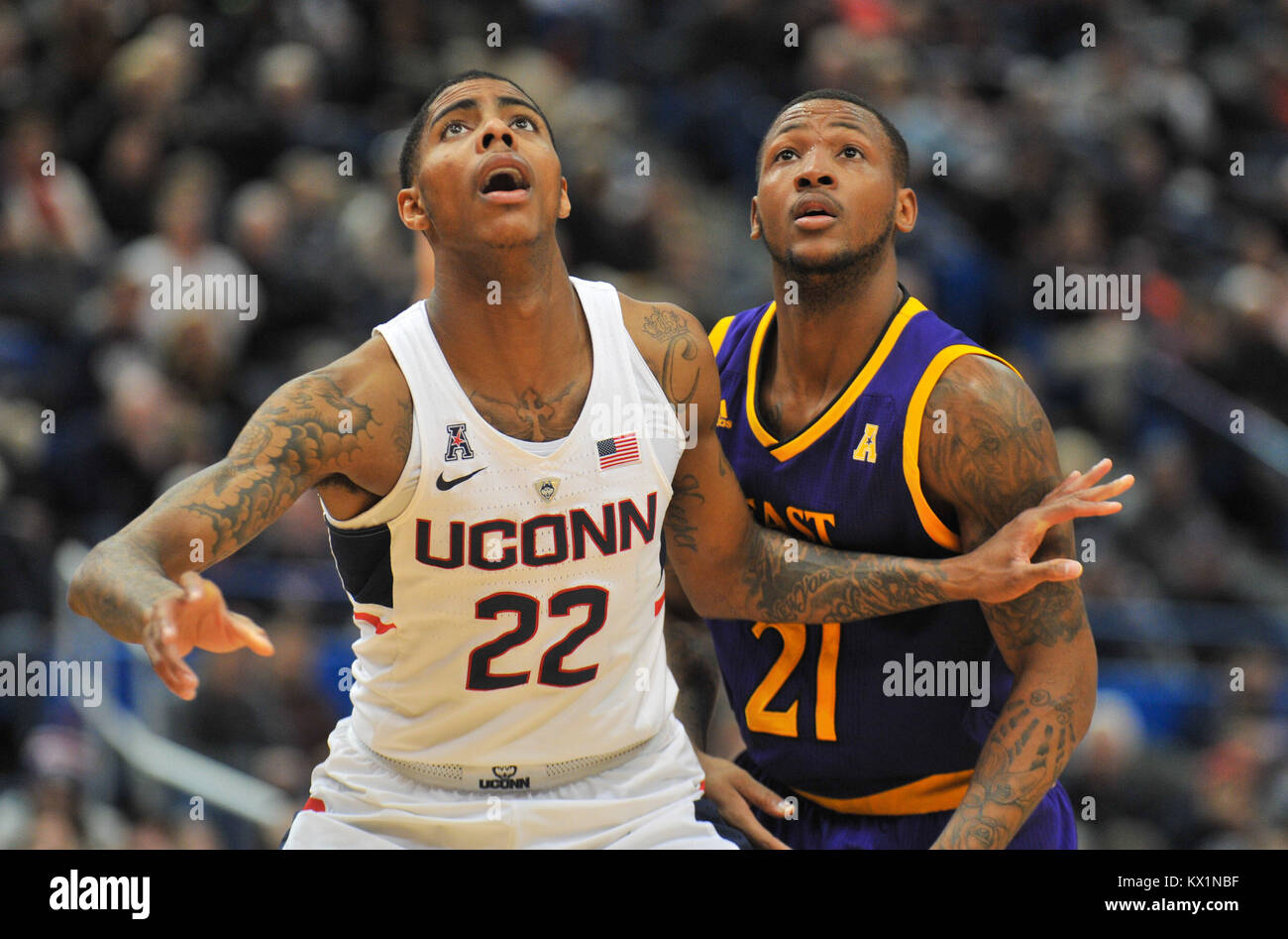 Hartford, CT, USA. 6th Jan, 2018. Terry Larrier (22) of the Uconn ...
