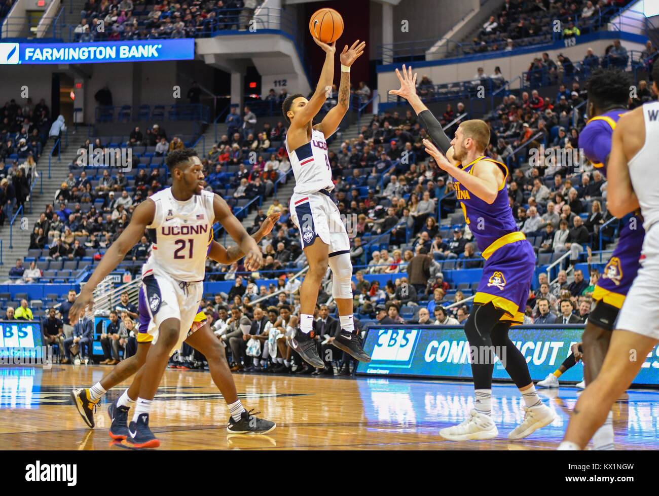 Hartford, CT, USA. 6th Jan, 2018. Jalen Adams (4) of the Uconn Huskies ...
