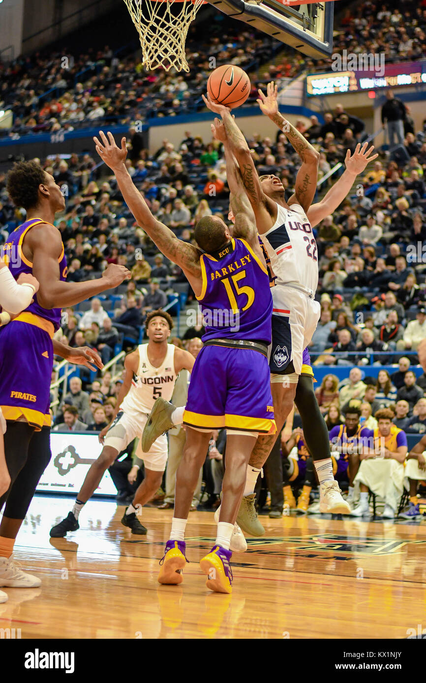 January 6, 2018: Terry Larrier (22) of the Uconn Huskies shoots during ...