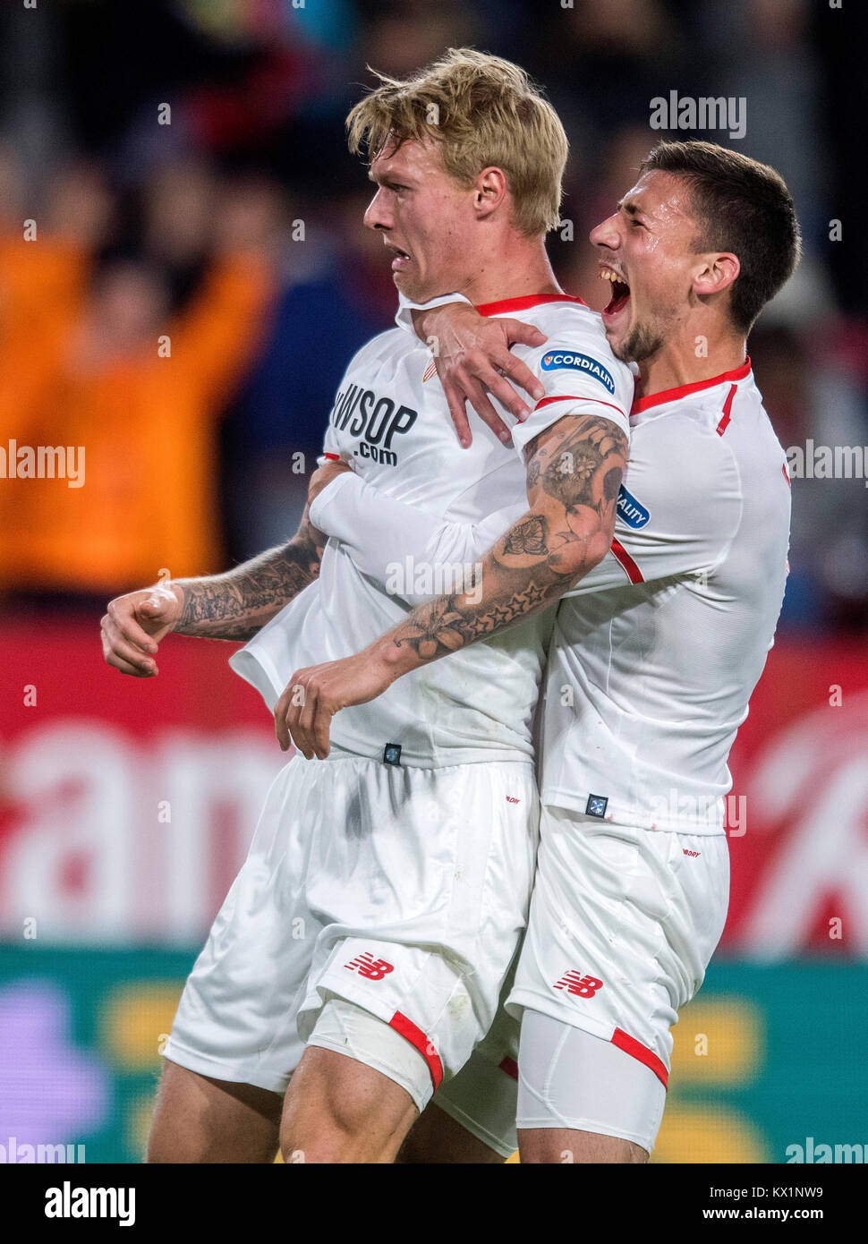 Seville, Spain. 06th Jan, 2018. Simon Kjaer and Clement Lenglet during ...
