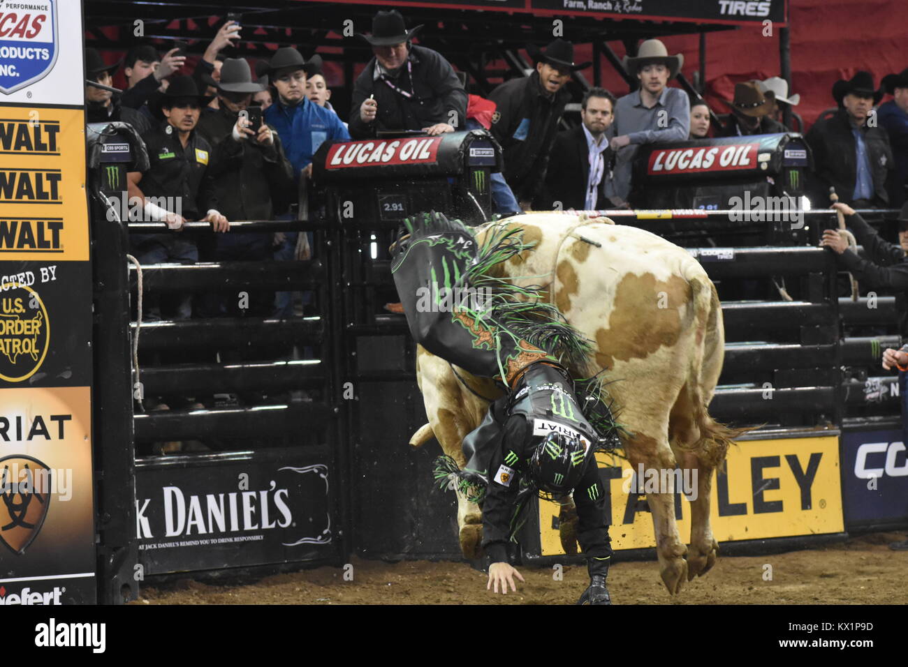 New York, New York, USA. 5th Jan, 2018. Bull Riders at the PBR riding ...