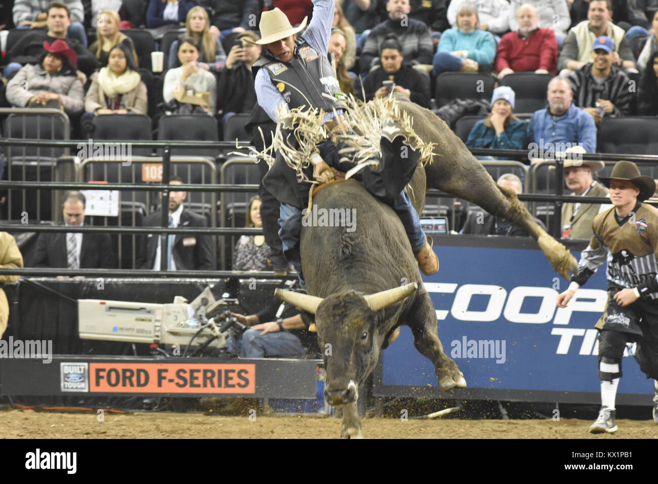 New York, New York, USA. 5th Jan, 2018. Bull Riders at the PBR riding ...