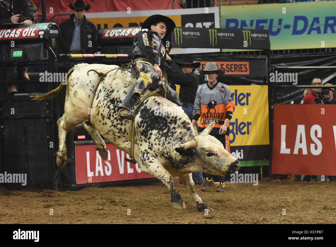 New York, New York, USA. 5th Jan, 2018. Bull Riders at the PBR riding ...