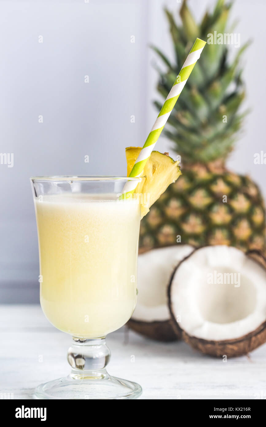 Glass of pina colada Stock Photo - Alamy