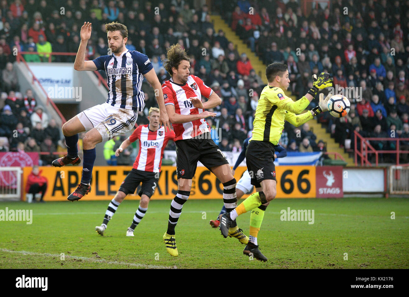 West Bromwich Albion's Jay Rodriguez (left) and Exeter City's Daniel ...