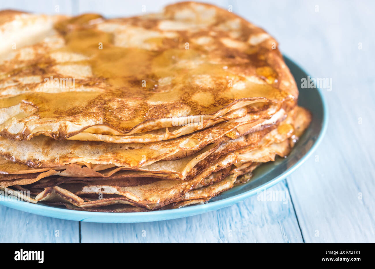 Pile of crepes on the plate Stock Photo - Alamy