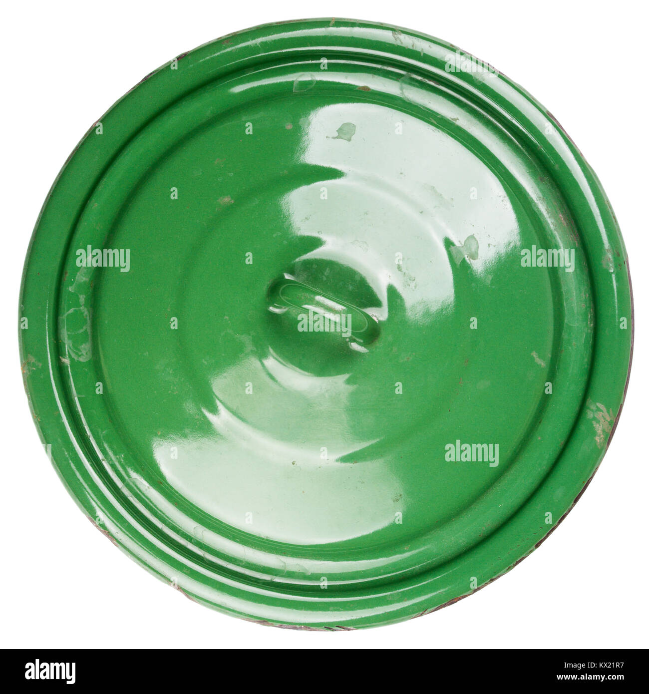 Old grungy green cooking pot lid isolated on white background Stock ...