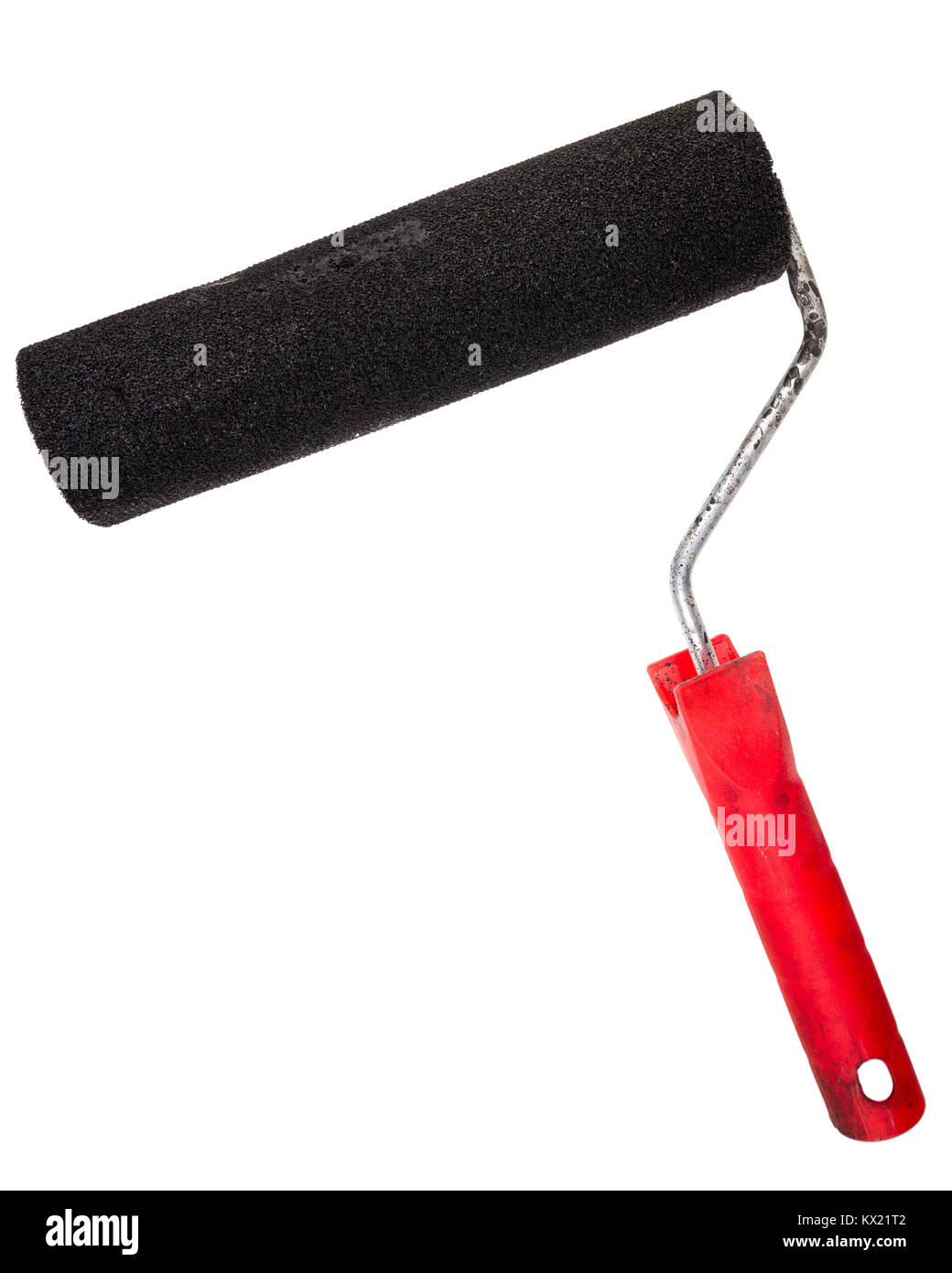 Used paint roller isolated on white background Stock Photo - Alamy