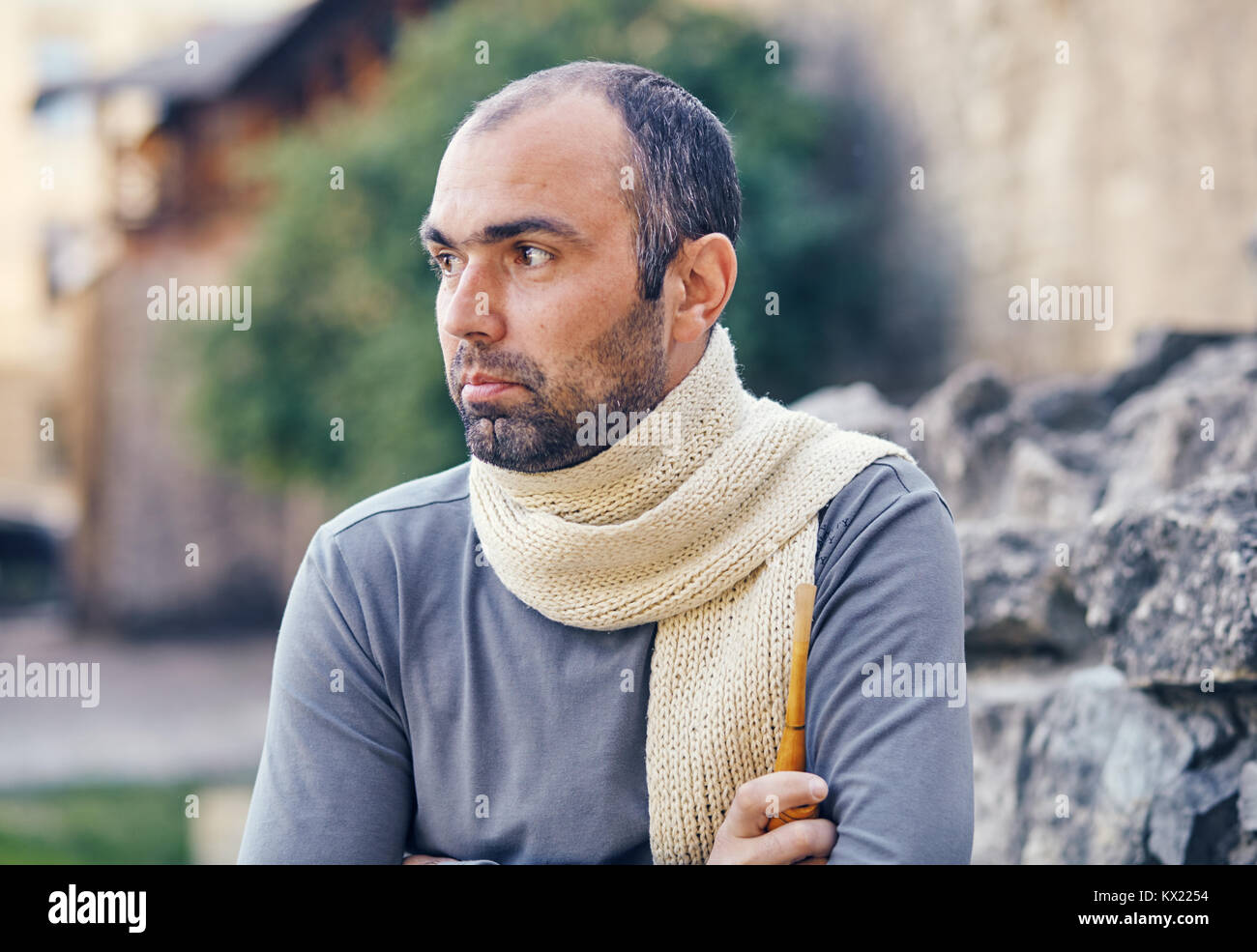 Man with a smoking pipe Stock Photo - Alamy