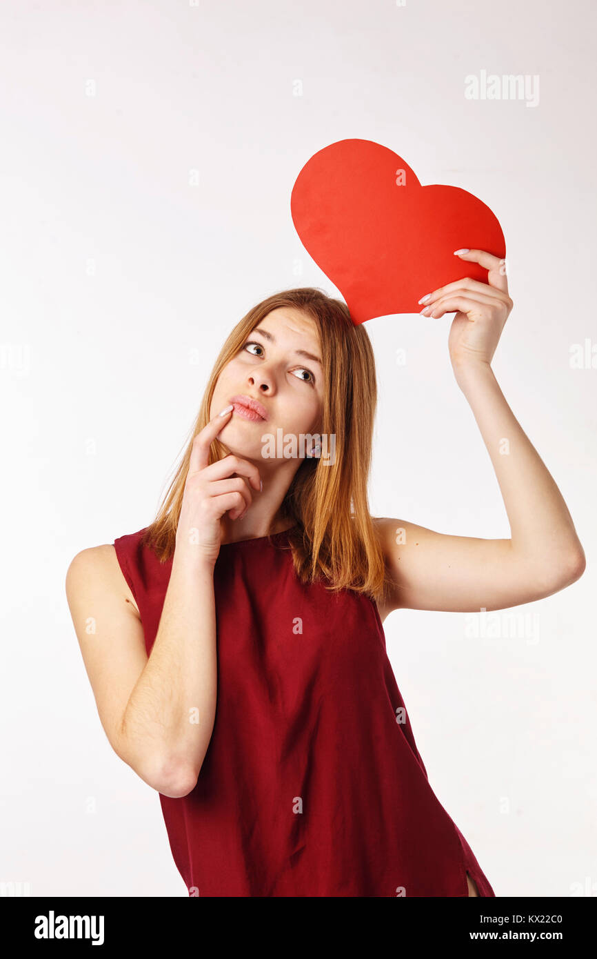 Lady with paper heart Stock Photo - Alamy
