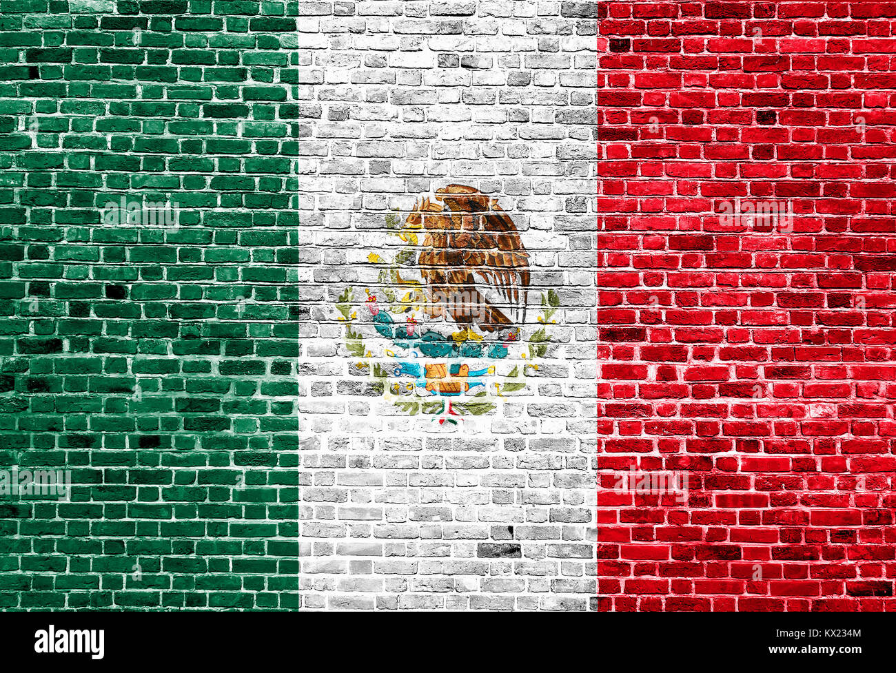 Flag of Mexico painted on brick wall, background texture Stock Photo ...