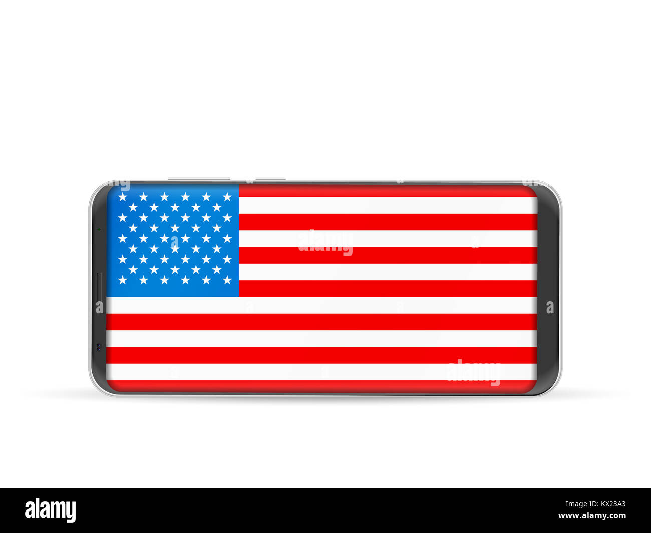Smart phone USA flag on a white background Stock Photo - Alamy