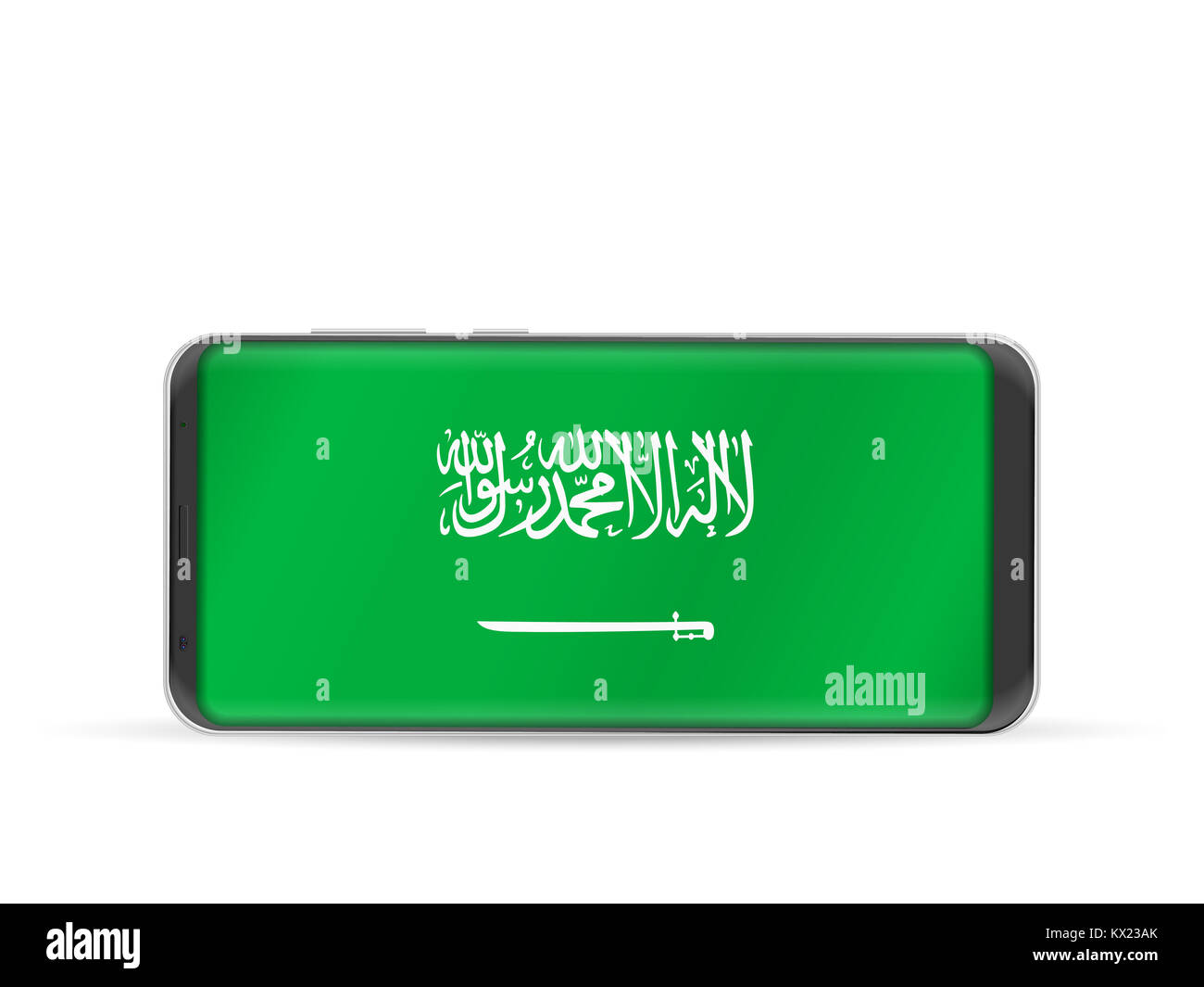 Smart phone Saudi Arabia flag on a white background Stock Photo - Alamy