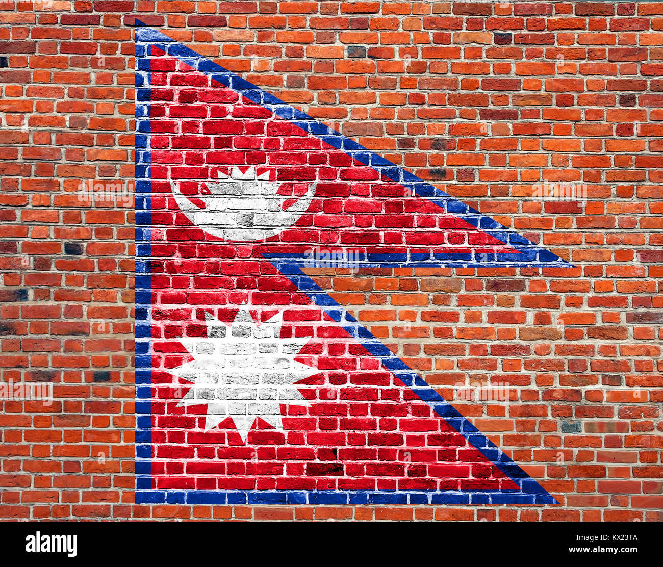 Flag of Nepal painted on brick wall, background texture Stock Photo - Alamy