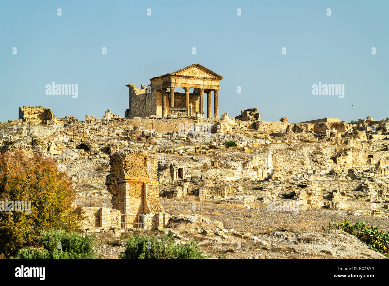 View of Dougga, an ancient Roman town in Tunisia Stock Photo - Alamy