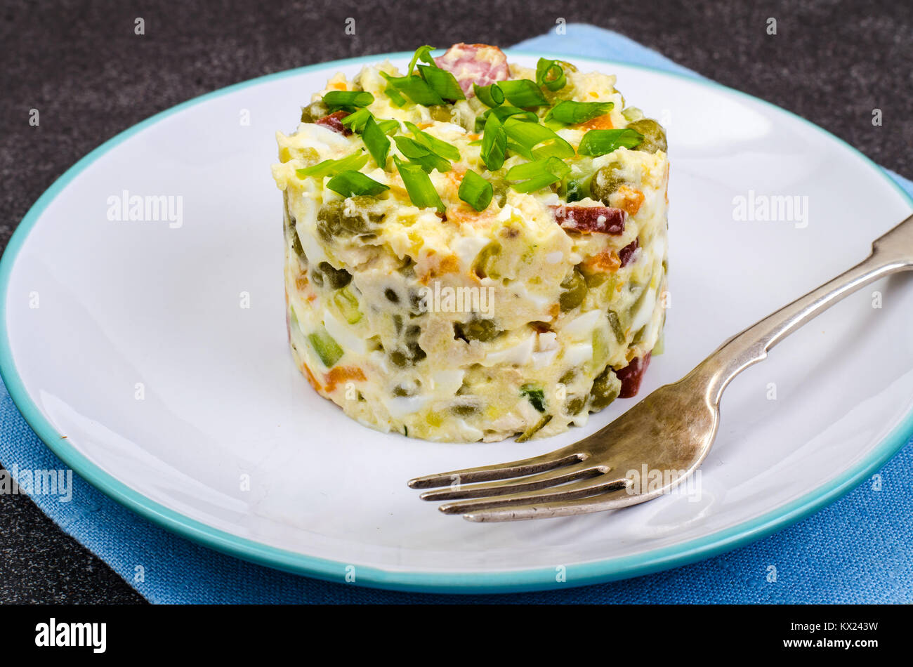 Vegetable salad with peas and mayonnaise Stock Photo - Alamy