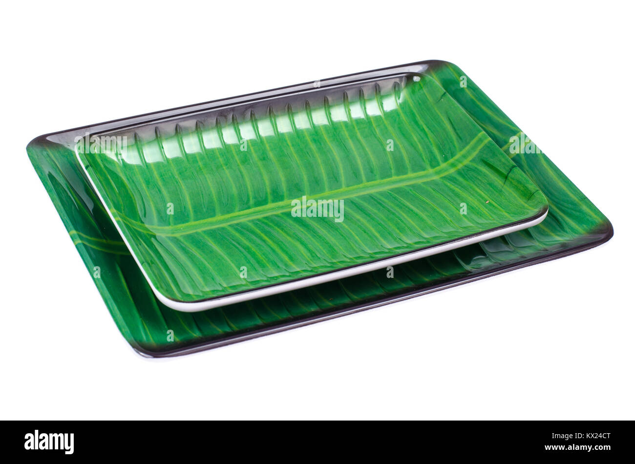 Green rectangular plate on white background Stock Photo - Alamy