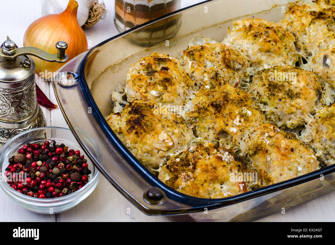 Baked in the oven meat balls Stock Photo - Alamy