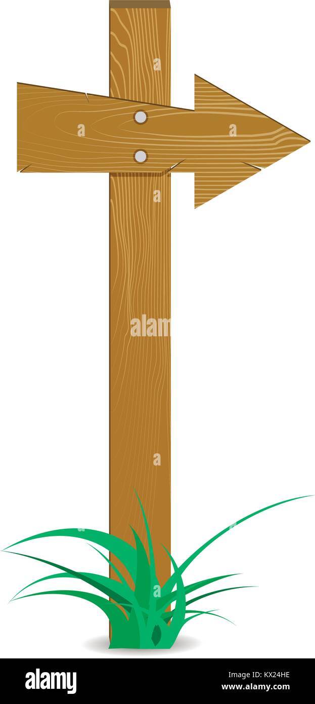 Wood arrow sign. Web banner and road guidepost, plywood and timber ...