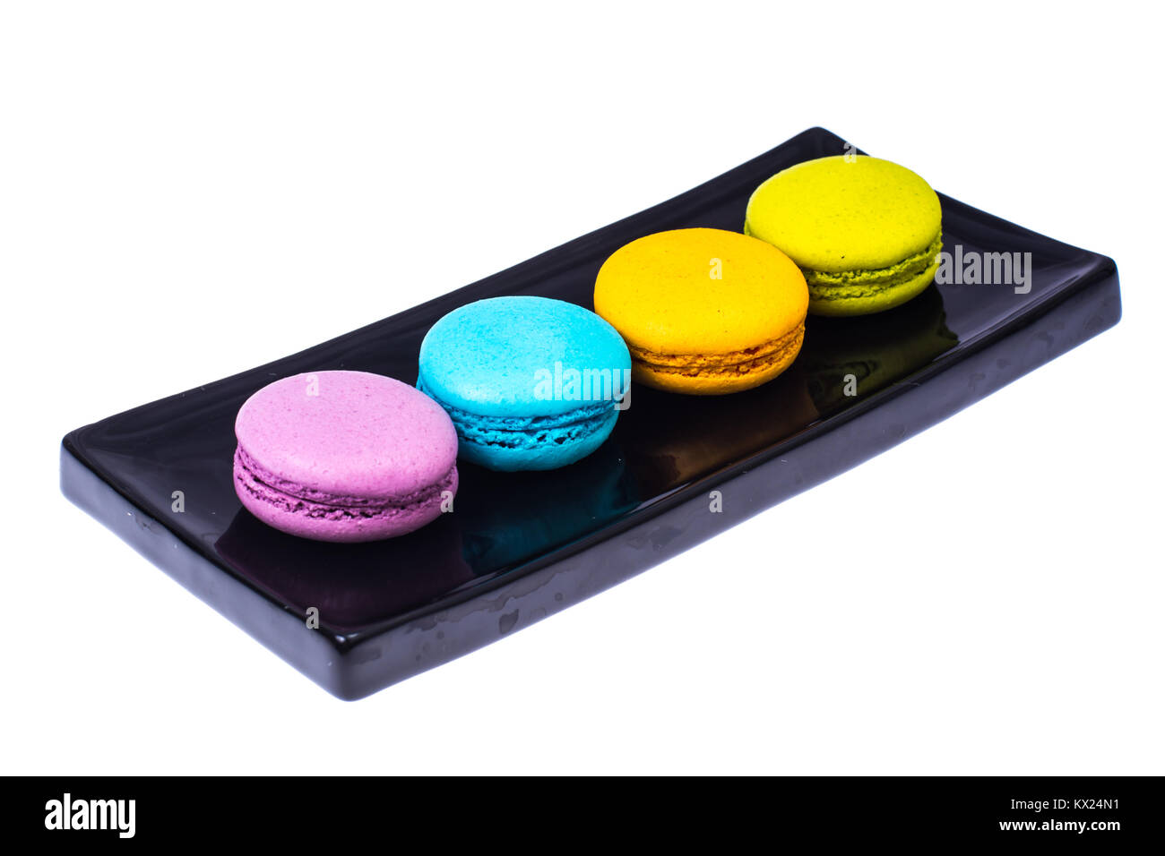 French macaroons black background Cut Out Stock Images & Pictures - Alamy