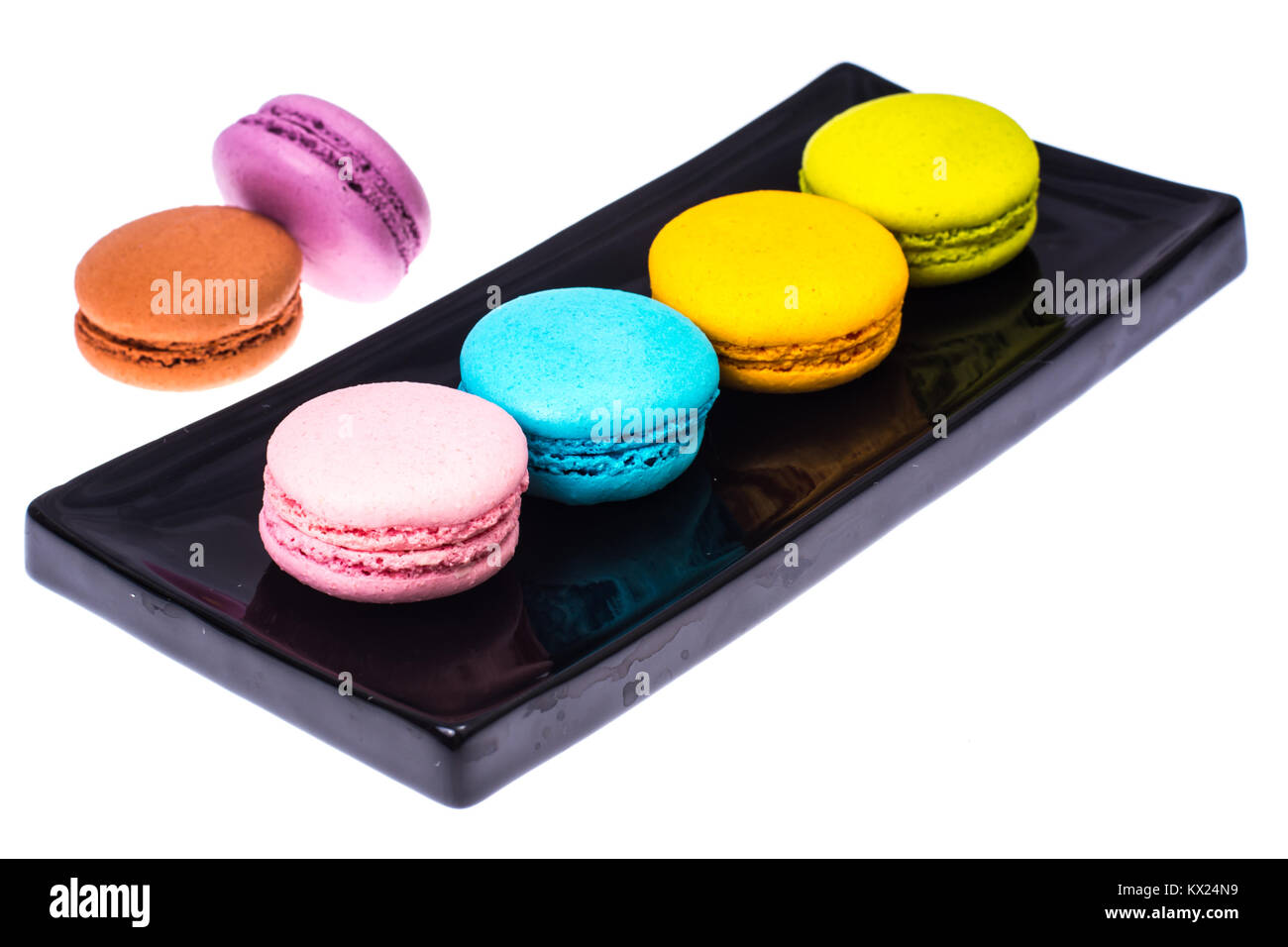 French macaroons black background Cut Out Stock Images & Pictures - Alamy