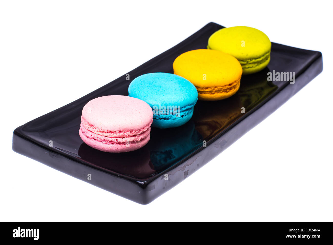 French macaroons black background Cut Out Stock Images & Pictures - Alamy