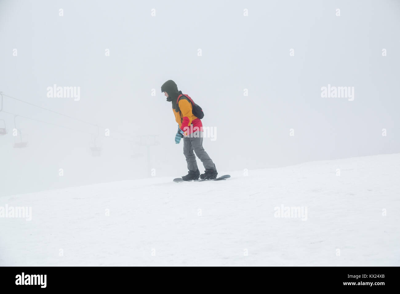 Snowboarding on the slope Stock Photo - Alamy
