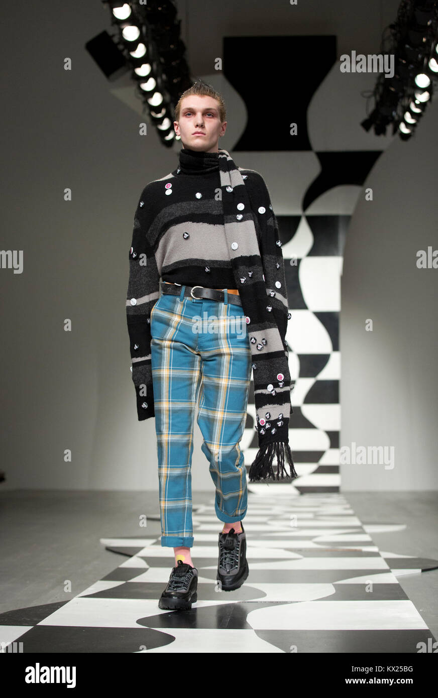 Models on the catwalk during the Liam Hodges Autumn/ Winter 2018 London ...