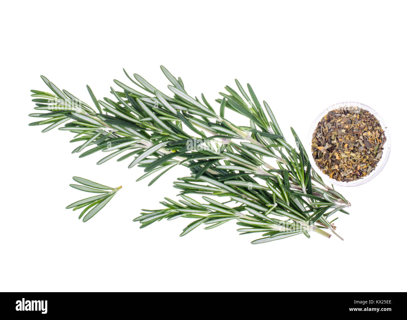 Sprigs of rosemary on white background Stock Photo - Alamy