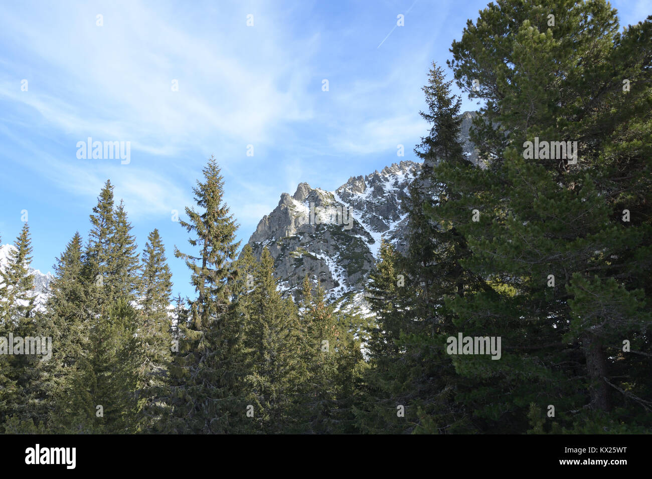scenery of snow covered High Tatras mountains in the night in Slovakia ...
