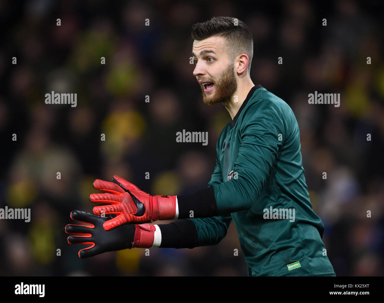Norwich City goalkeeper Angus Gunn during the FA Cup, third round match ...