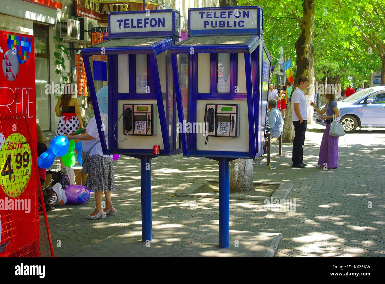 Public telephones at the Bulevard Stefan cel Mare in Chișinău (Republic ...