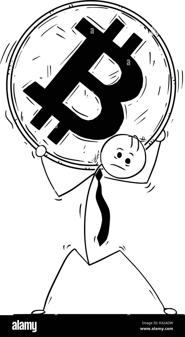 Cartoon stick man drawing conceptual illustration of businessman carry ...