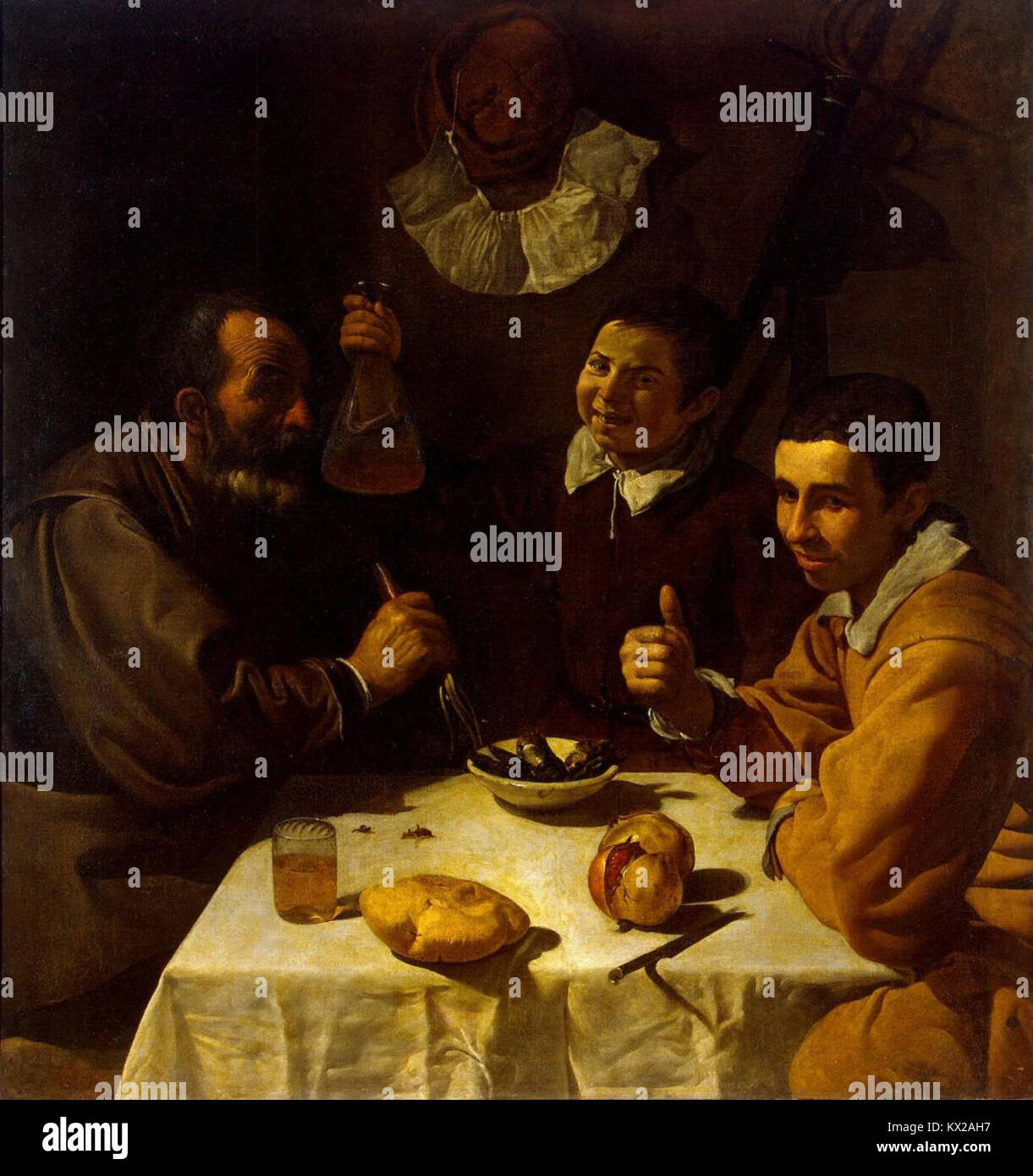 This painting by Diego Velázquez titled 'Breakfast' showcases a scene ...