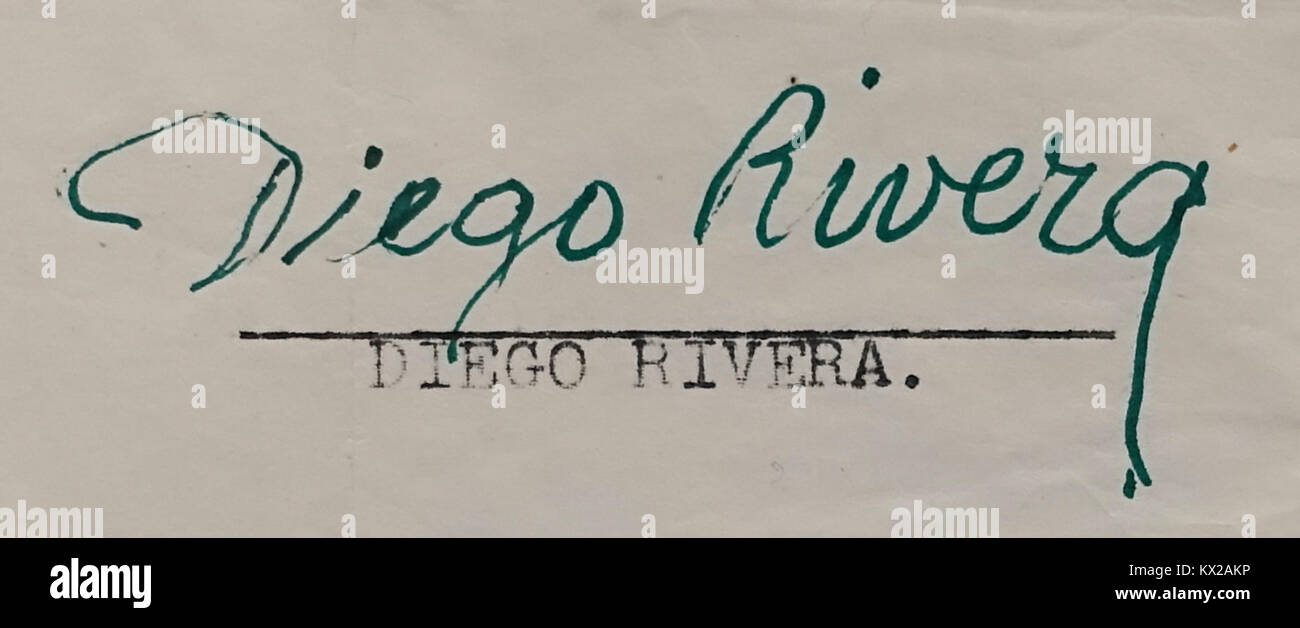 This letter shows the signature of Diego Rivera, regarding the portrait ...