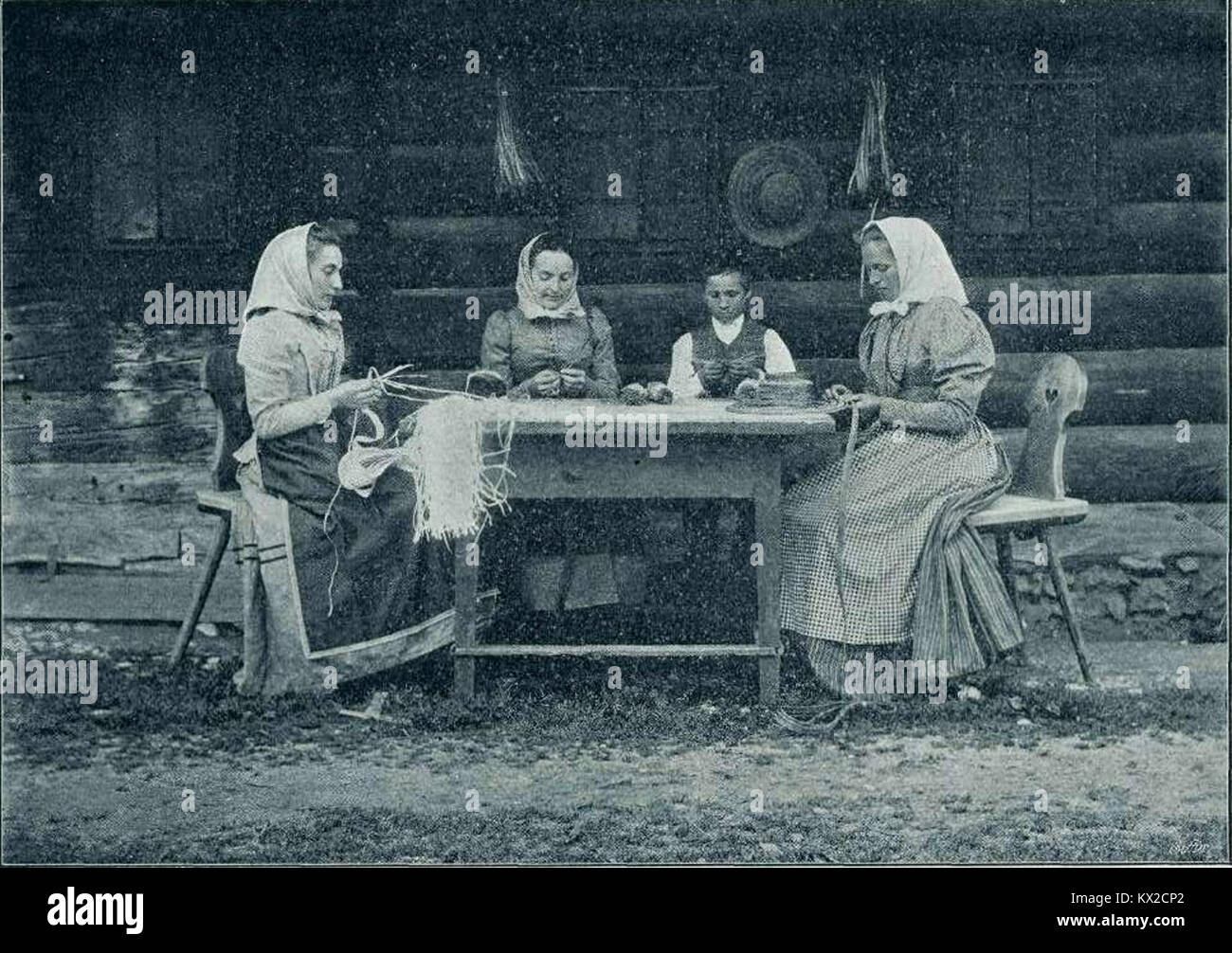 This image depicts domestic crafts in Kranj, Slovenia, in 1903 ...