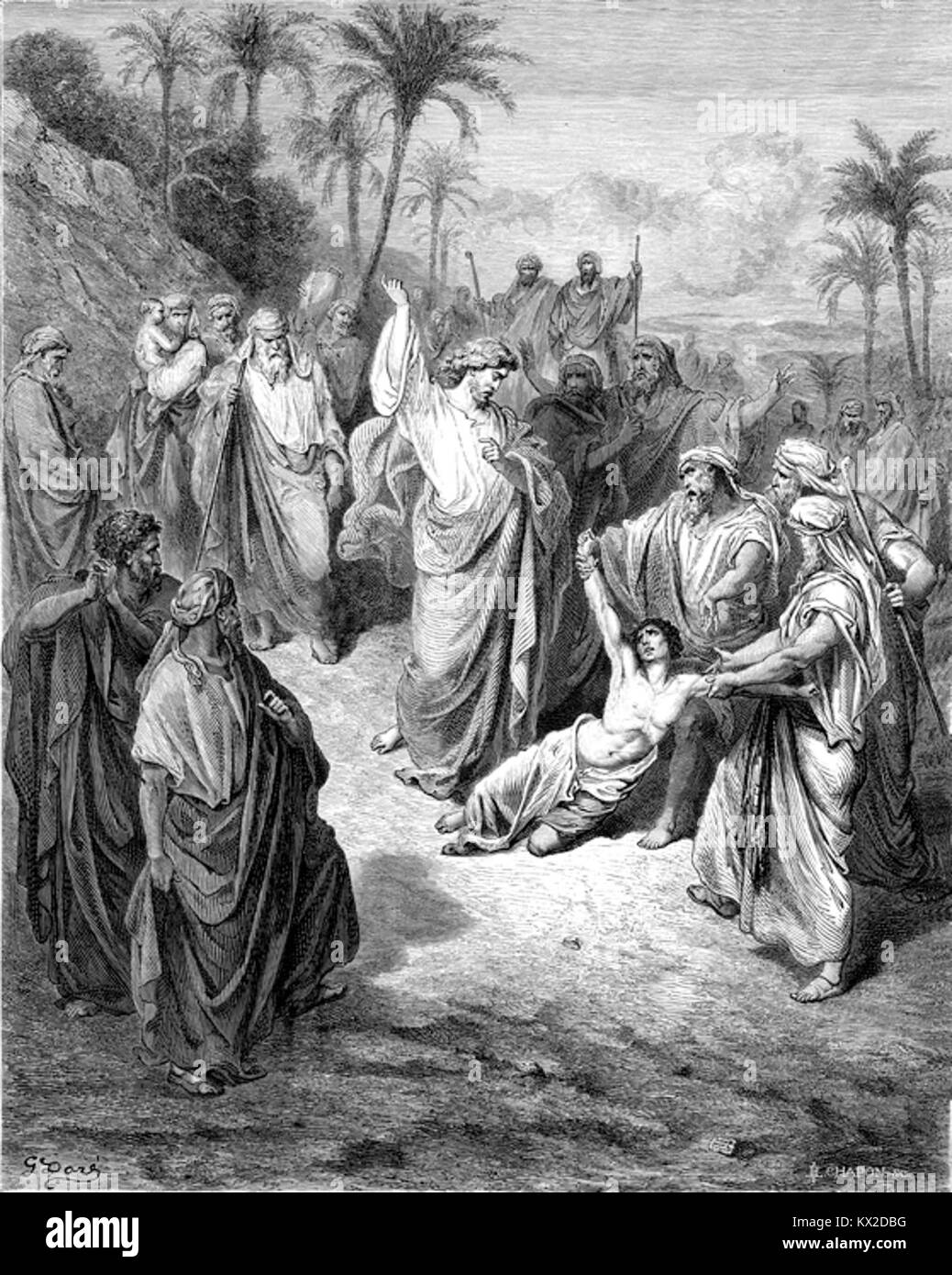 Illustration 'Jesus Healing the Lunatic' by Gustave Doré, depicting the ...