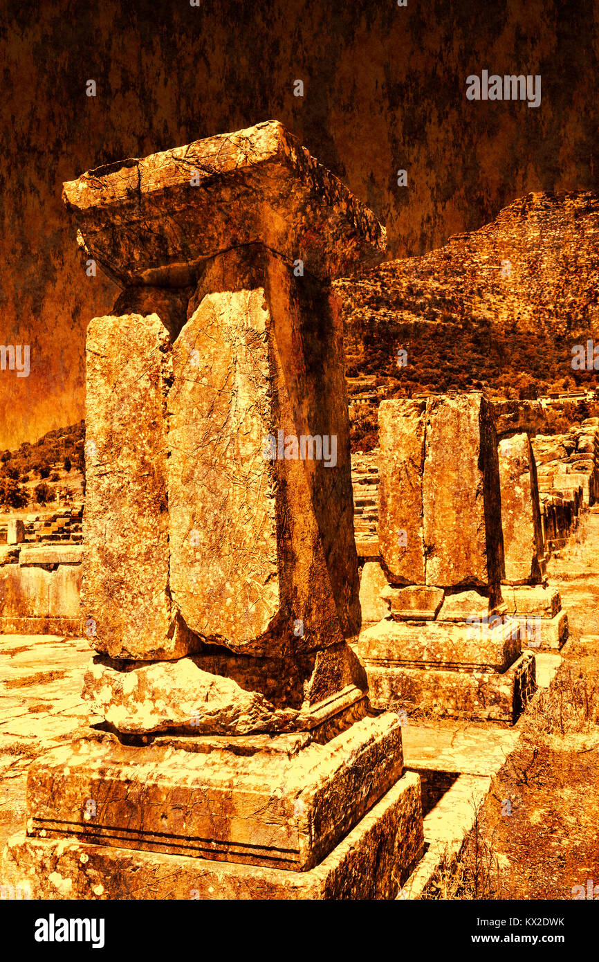 Pillar ruins at Ancient Messini, Messinia at Peloponnese, Greece - Rust ...