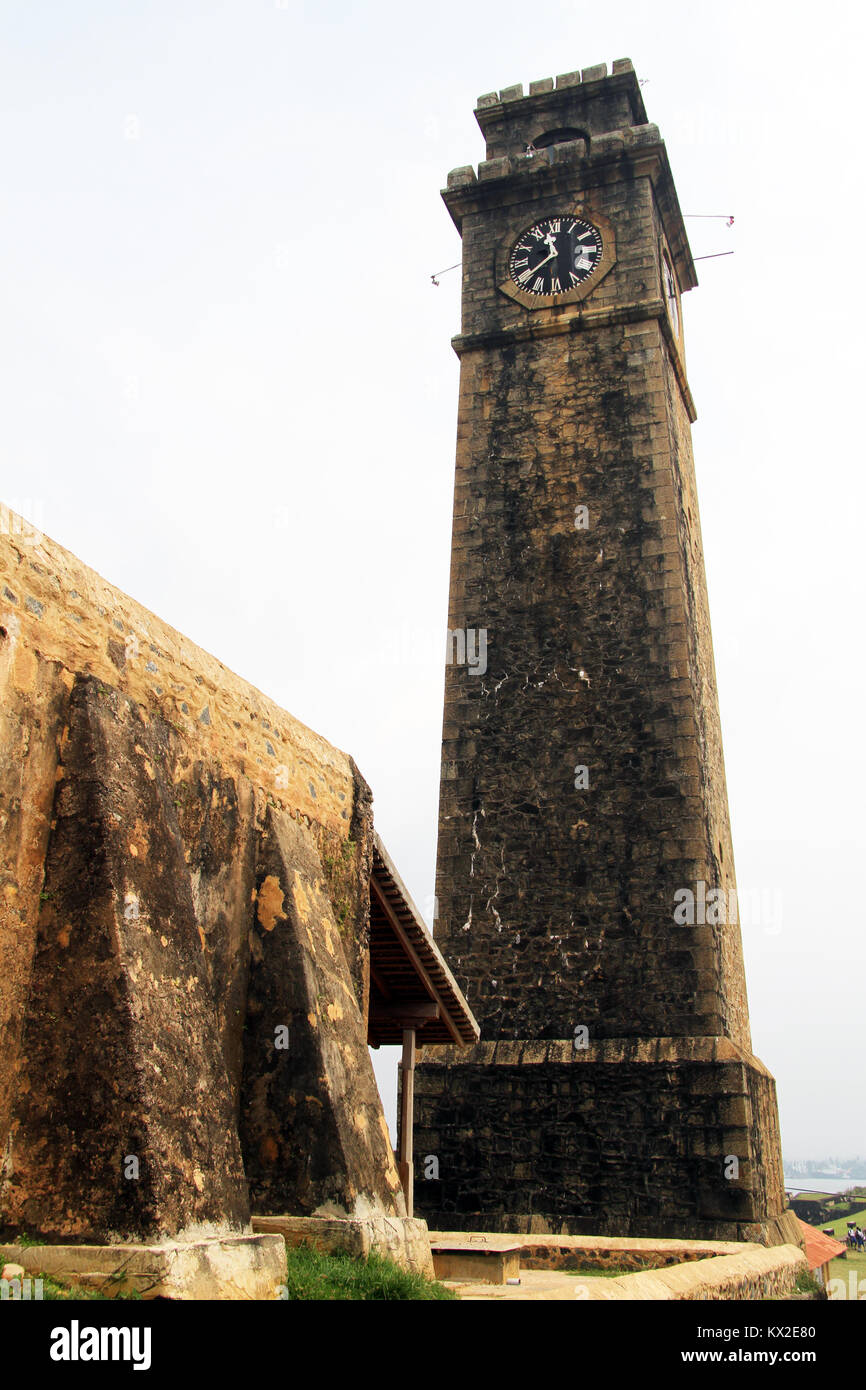 Clock tower and wall of fortress in Galle, Sri Lanka Stock Photo - Alamy