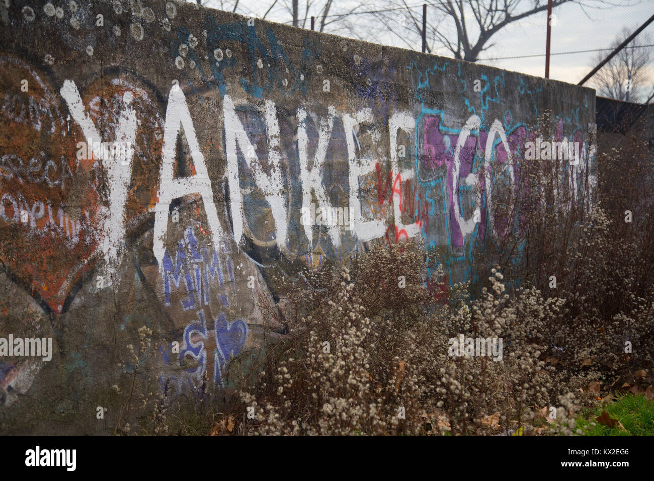 Anti-America inscription Yankee go home mural graffiti on a wall in ...