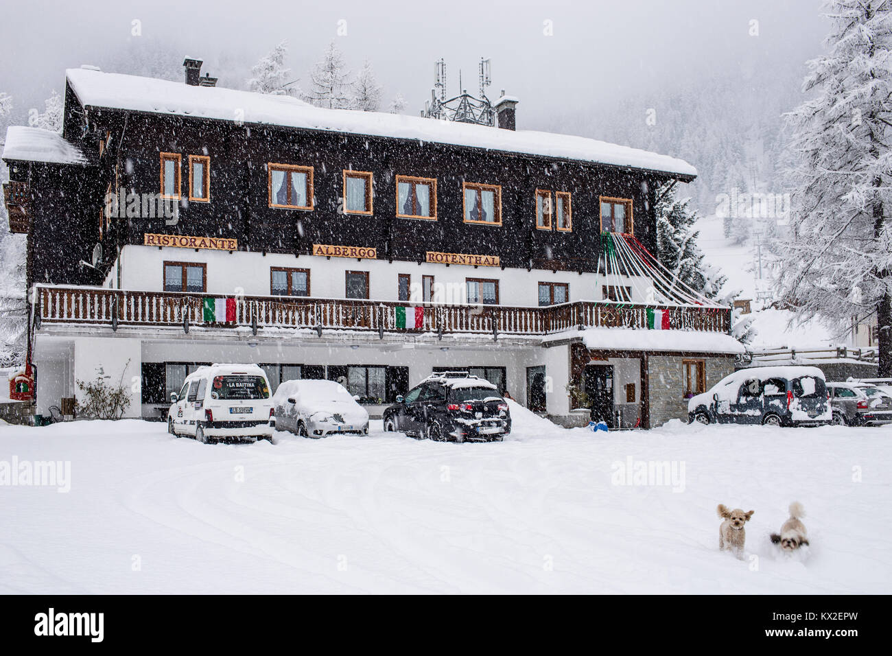Italy Piedmont Val Formazza Formazza Albergo Rotentral Ristorante Stock ...