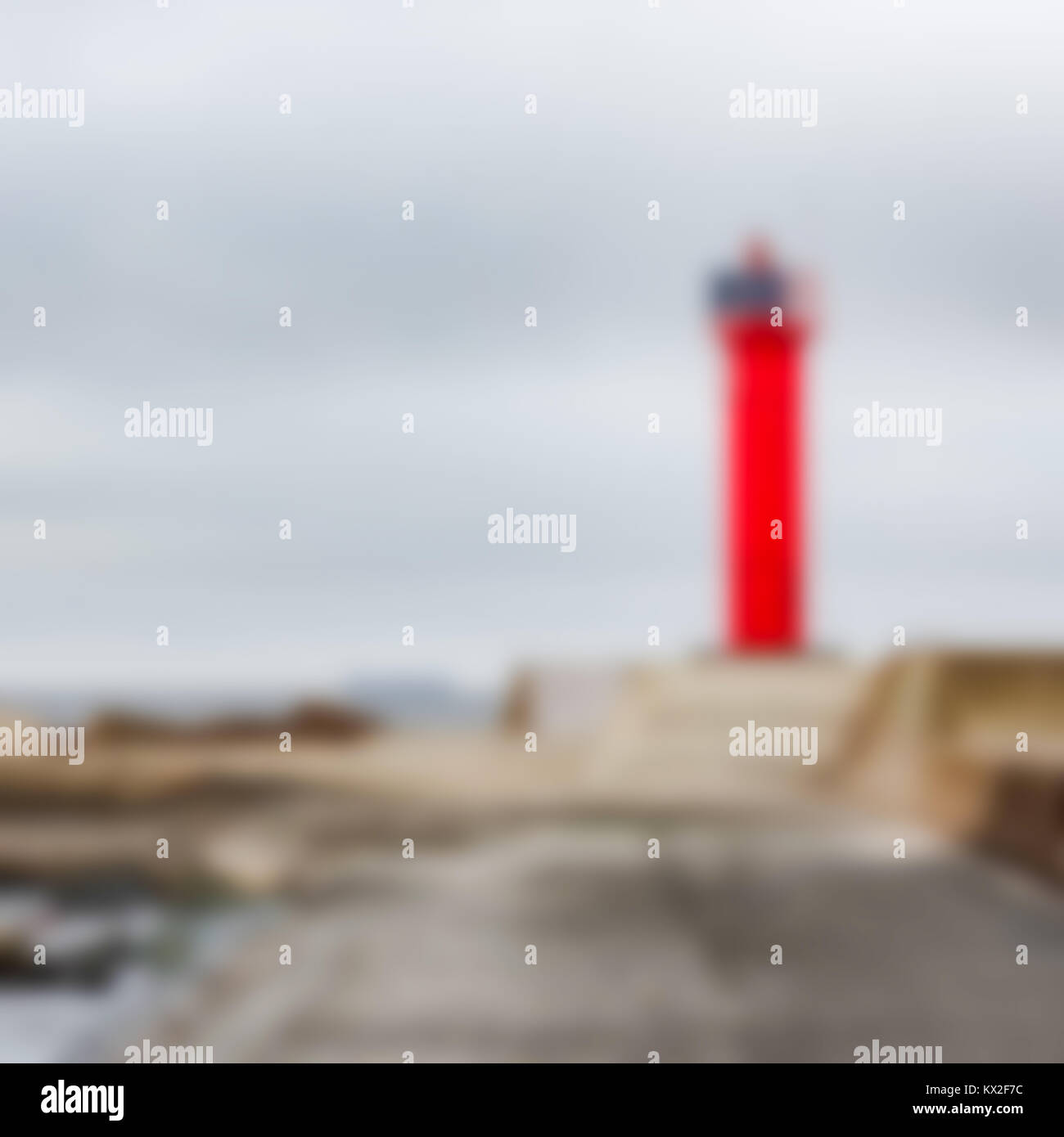 Red lighthouse - soft lens bokeh image. Defocused background Stock ...