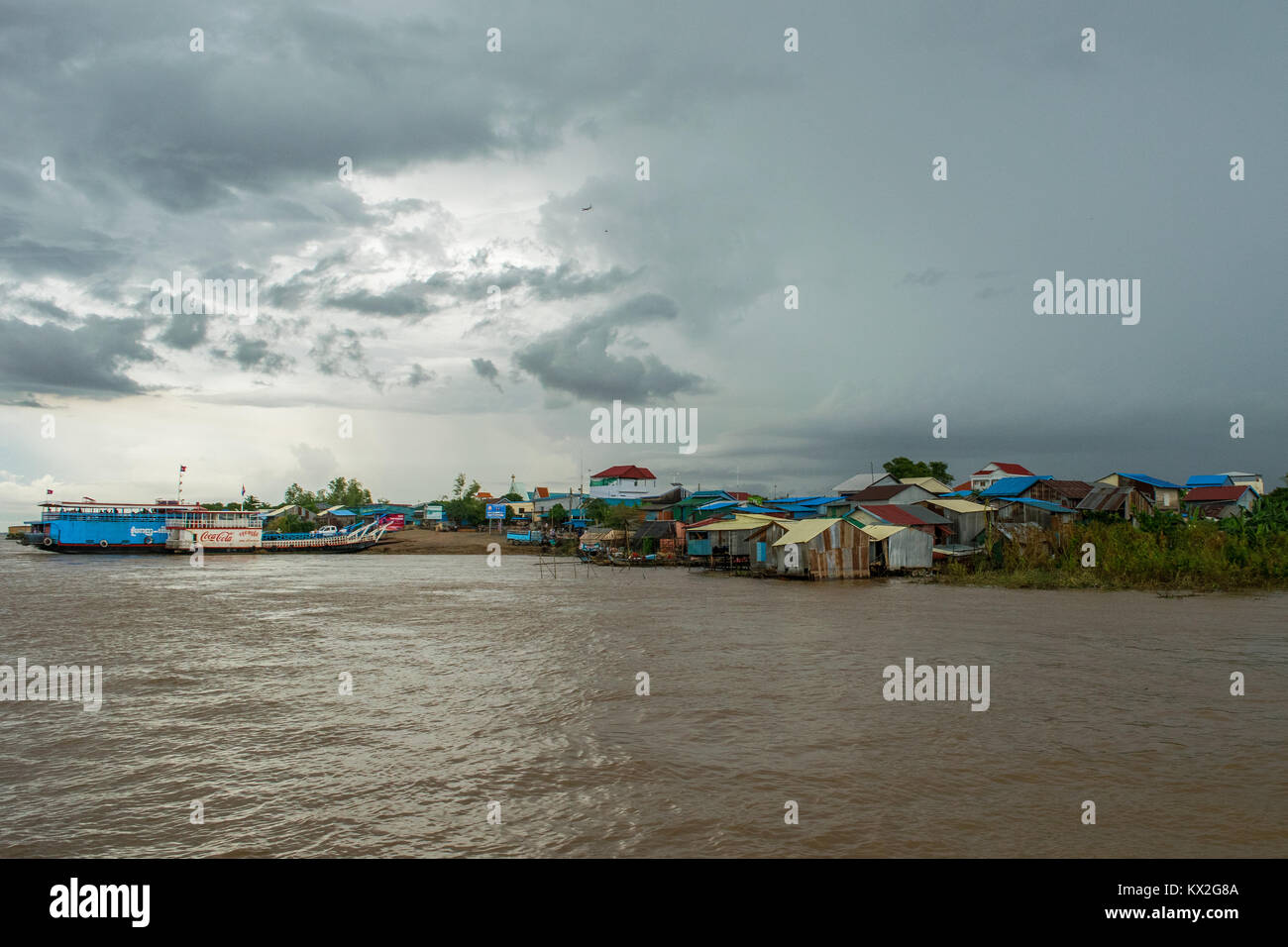 A small shanty town, squatter settlement of poor houses of wood and ...