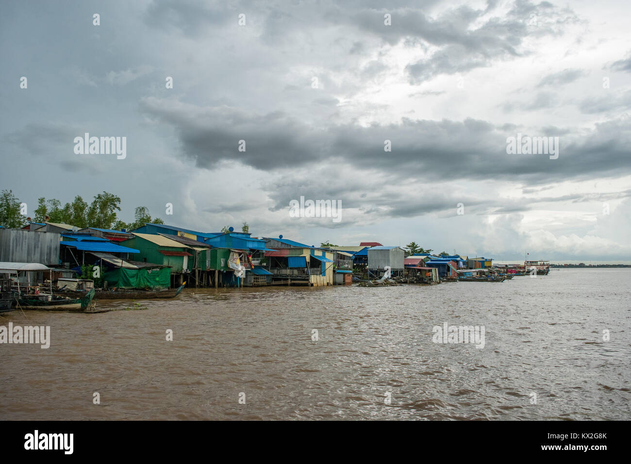 A small shanty town, squatter settlement of poor houses of wood and ...