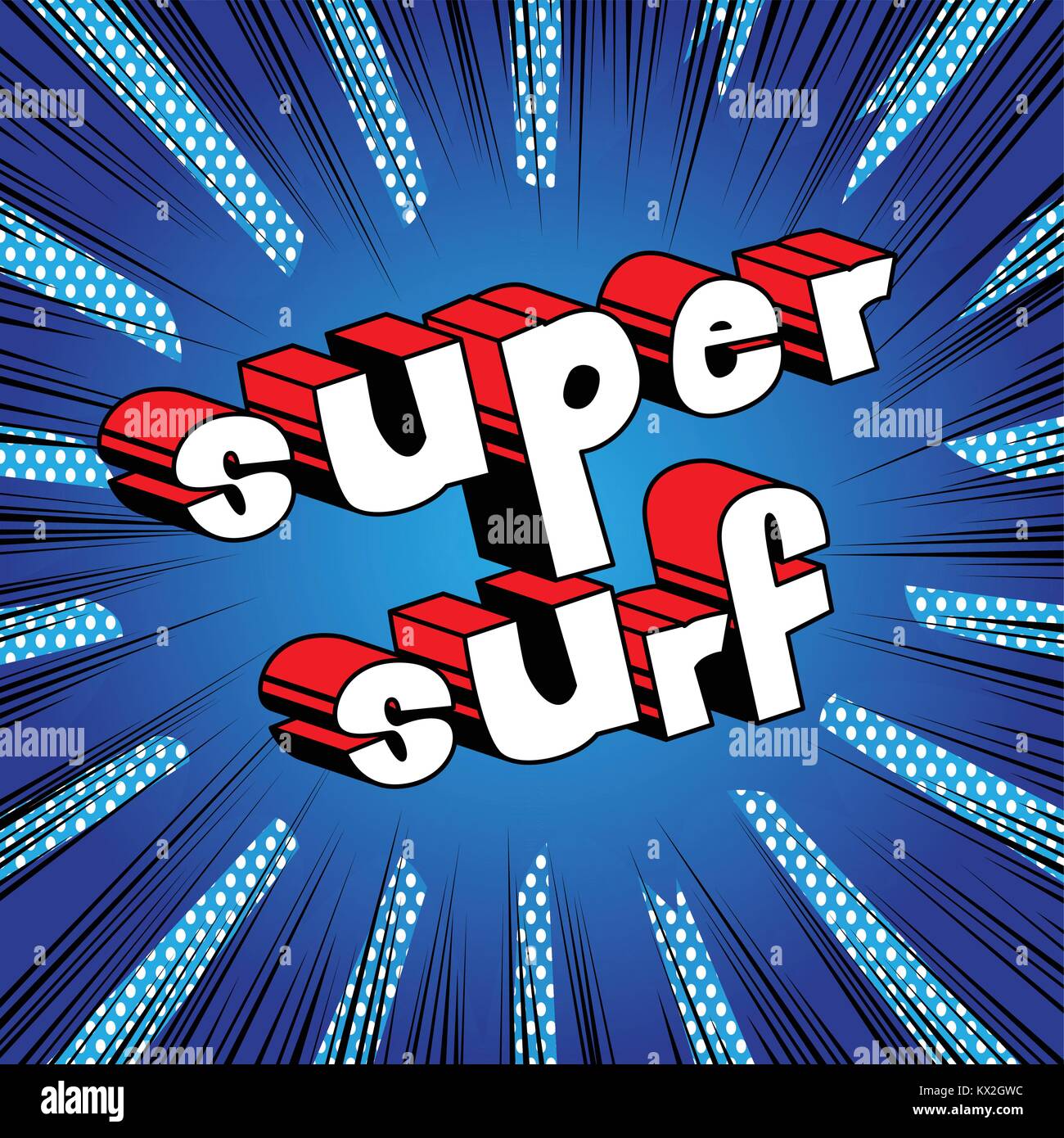 Super Surf - Comic book style word on abstract background Stock Vector ...
