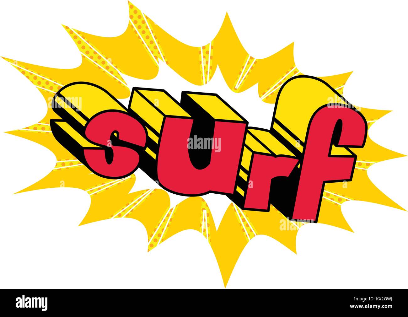 Surf - Comic book style word on abstract background Stock Vector Image ...